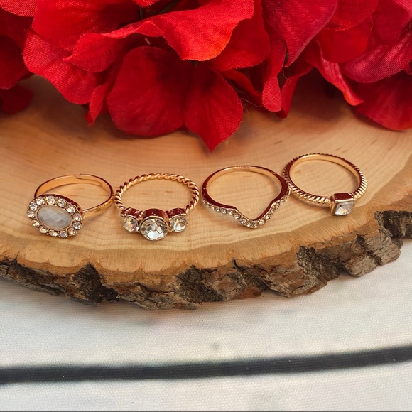 Jewelry | 7 Pcs Elegant Gold And Crystal Ring Set | Poshmark